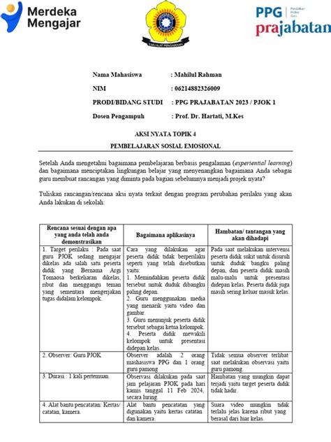 Pse Aksi Nyata Topik 4 Mahilul Pdf