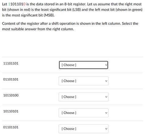 Solved Arithmetic Shift Right Rotate Left Rotate Right 1