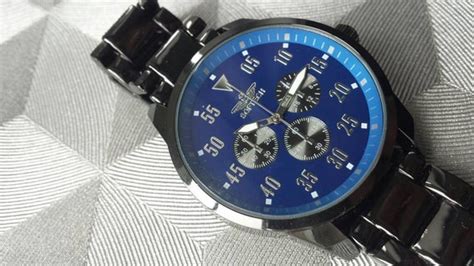 Softech London Mens Wrist Watches Blue Dial Grey Chrome