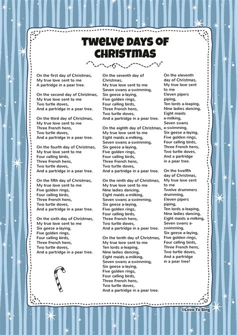 12 Days Of Christmas Words Printable