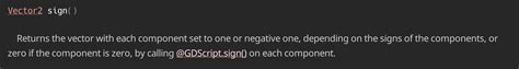 vector2 and vector3 sign method does not output zero for components