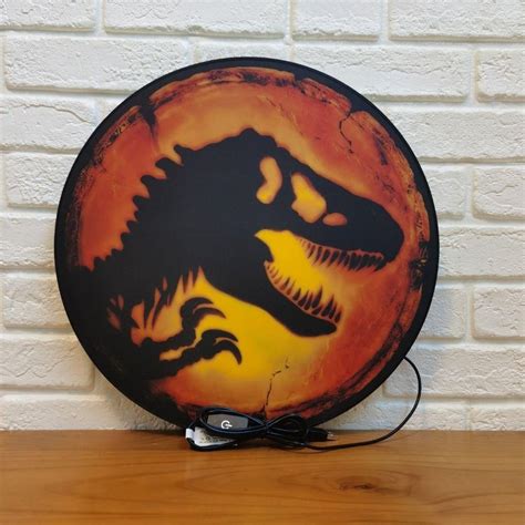 Jurassic World Dominion Amber 3d Printed Led Lightbox Sign Wall Art Fa