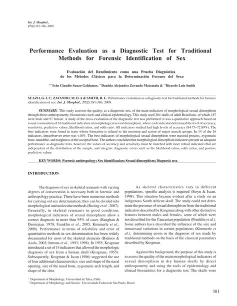 Pdf Performance Evaluation As A Diagnostic Test For Traditional