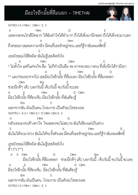 มีอะไรอีกมั้ยที่ลืมบอก คอร์ดเพลงผู้หญิง ร้องง่าย สบายมาก