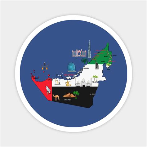 United Arab Emirates Map And Flag Major Cities Names Uae National