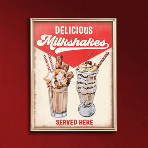 Retro Milkshake Sign Vintage Diner Sign Milkshake Sign Diner Sign Milkshake Sign S Diner