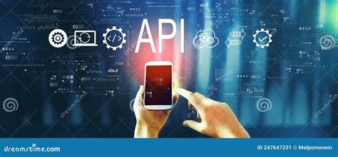 Api Application Programming Interface Concept With Person Using Smartphone Stock Image Image