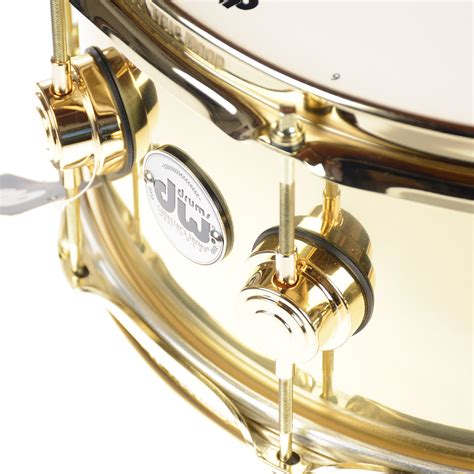 Dw 65x14 Brass Polished Snare Drum W Gold Hardware Chicago Music