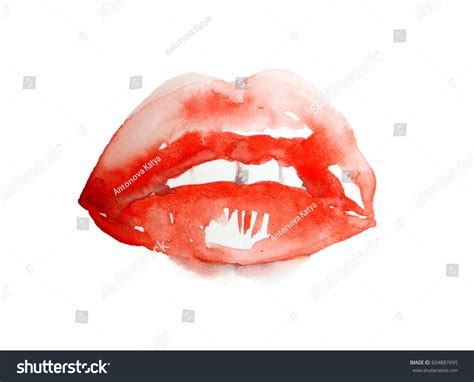 Red Sexy Lips Gloss Red Lipstick Stock Illustration 604887695 Shutterstock