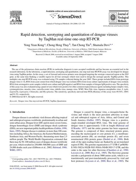 Pdf Rapid Detection Serotyping And Quantitation Of Dengue Viruses By