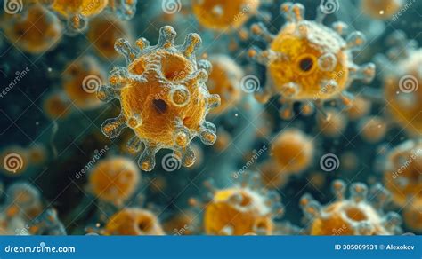 Yellow Fever Virus Under A Microscope Ai Generated Stock Illustration