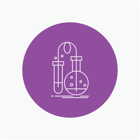 Testing Chemistry Flask Lab Science White Line Icon In Circle Background Vector Icon