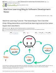 Machine Learning Tutorial The Naive Bayes Text Classifier Datumbox Pdf