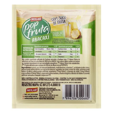 Refresco Em Pó Abacaxi Neilar Pop Fruta Pacote 25g Supermercado Indio