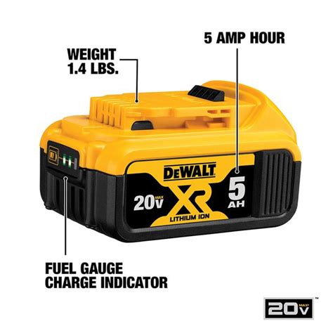 DEWALT V Max XR Lithium Ion Battery AH LED Fuel Gauge Lightweight DCB RONA
