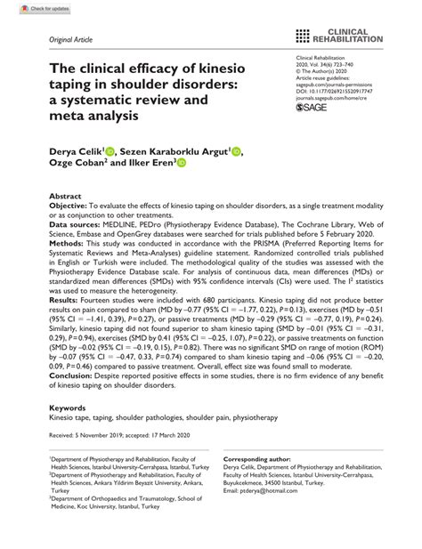 Pdf The Clinical Efficacy Of Kinesio Taping In Shoulder Disorders A