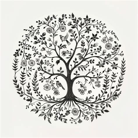 Tribal Scoll Pattern Tattoo Tree Stock Illustration Illustration Of