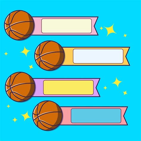 Lindo Cuadro De Texto De Dibujos Animados Con Adorno De Baloncesto