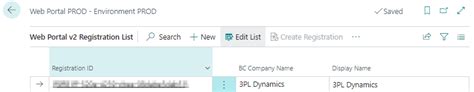 Web Portal Registration List Learn 3PL Dynamics