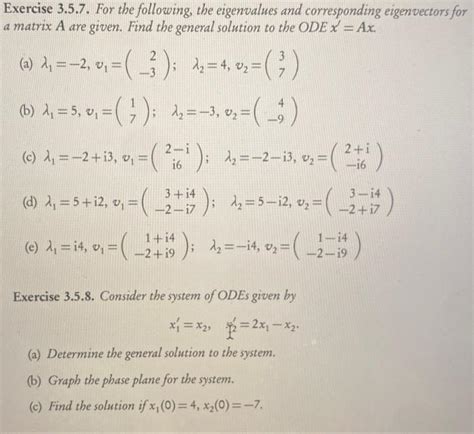 solved exercise 3 5 7 for the following the eigenvalues