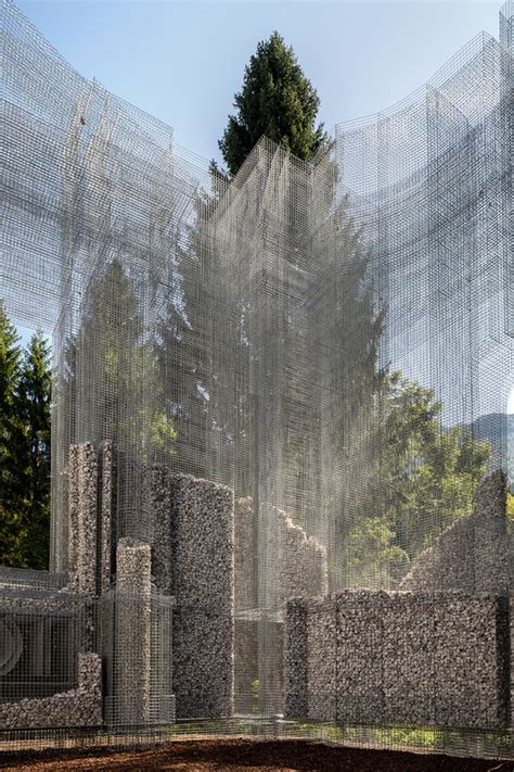 Wired Mesh Installation Shapes An Open Air Museum In Italy Archdaily