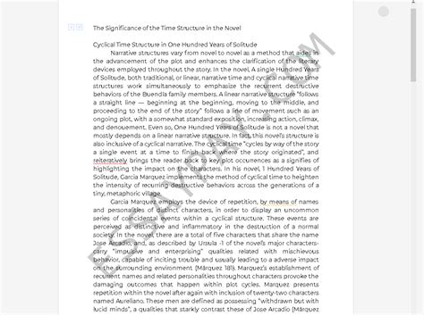 The Significance Of The Time Structure In The Novel [essay Example