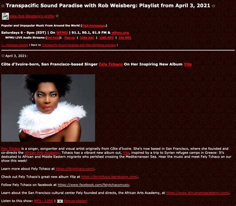 Fely Tchaco Interviewed By Rob Weisberg On Wfmu About Her New Release