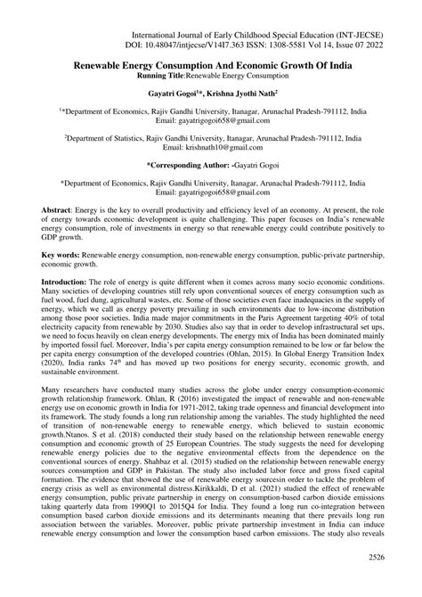 PDF Renewable Energy Consumption And Economic Growth Of India Running Title Renewable Energy