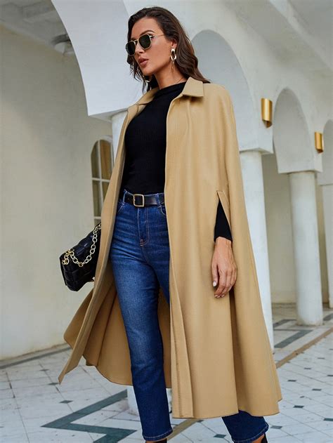 Cloak Sleeve Open Front Overcoat Shein Usa