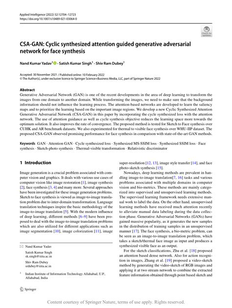 Csa Gan Cyclic Synthesized Attention Guided Generative Adversarial