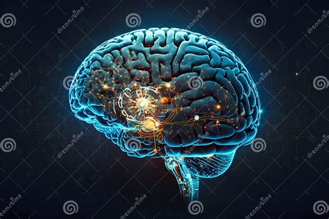 Human Brain Processing Glow With Technology Connection Data Symbols Generative Ai Stock