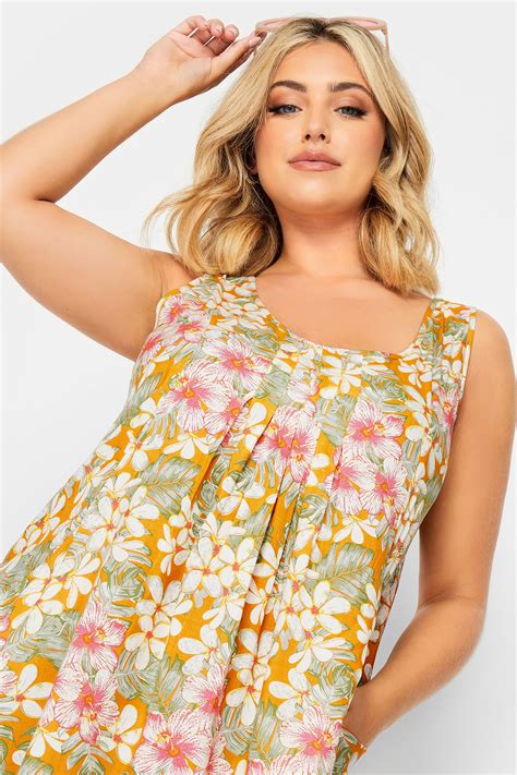 Yours Plus Size Orange Tropical Print Pocket Dress Yours Clothing