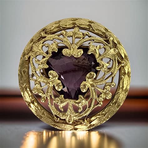 Victorian Amethyst Rhinestone Slide Vintage Purple Rhinestone Button