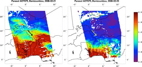 Examples Of Aerosol Optical Thickness Aot At 067m Retrieval During Download Scientific