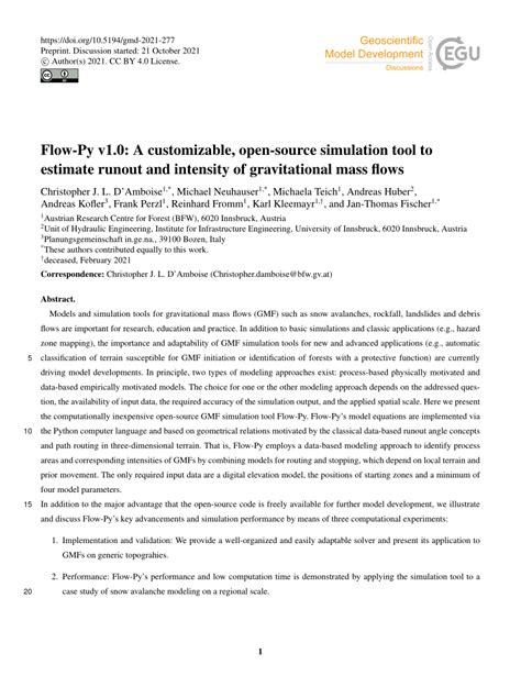 Pdf Flow Py V10 A Customizable Open Source Simulation Tool To Estimate Runout And Intensity