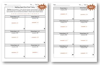 Simplifying Square Roots Circuit By Pumpkin Pi Math Activities TPT