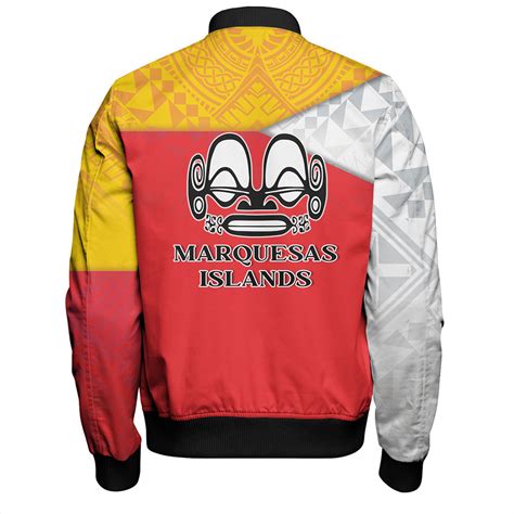 Marquesas Islands Bomber Jacket Flag Color With Traditional Patterns