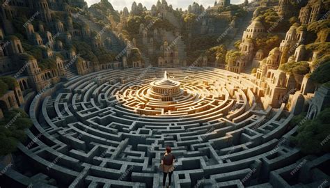 Premium Photo Mystical Fantastic Fantasy 3d Labyrinth Maze Design Concept Generative Ai