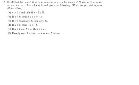 Solved 17 Recall that for m n є Z m n means m n a for Chegg com