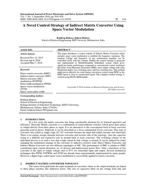a novel control strategy of indirect matrix conver pdf power