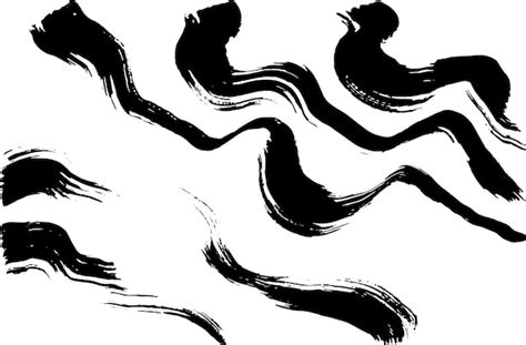Premium Vector Grunge Ink Brush Strokes Freehand Black Vector Brushes