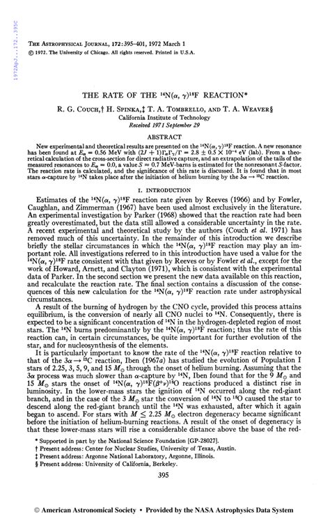 Pdf The Rate Of The {14}n α γ {18} F Reaction