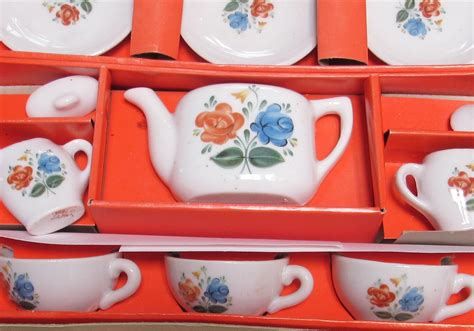 Vintage Toy Tea Set Flowers Japan Original Box Etsy