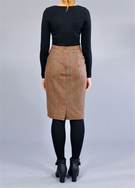 Vintage Tweed Pencil Skirt Vintage Tartan Pencil Skirt Vintage