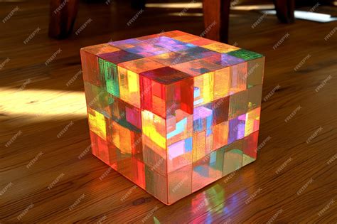 Rotating D Cube With A Gradient Texture Premium Ai Generated Image