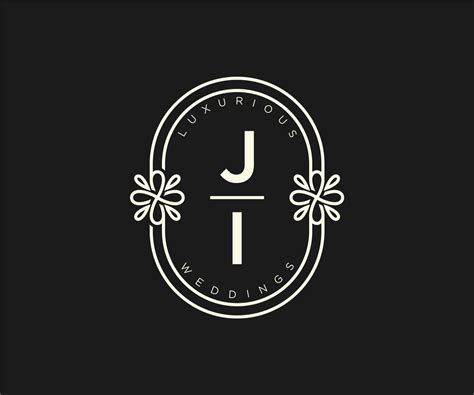 Plantilla De Logotipos De Monograma De Boda Con Letras Iniciales Ji Plantillas Florales Y