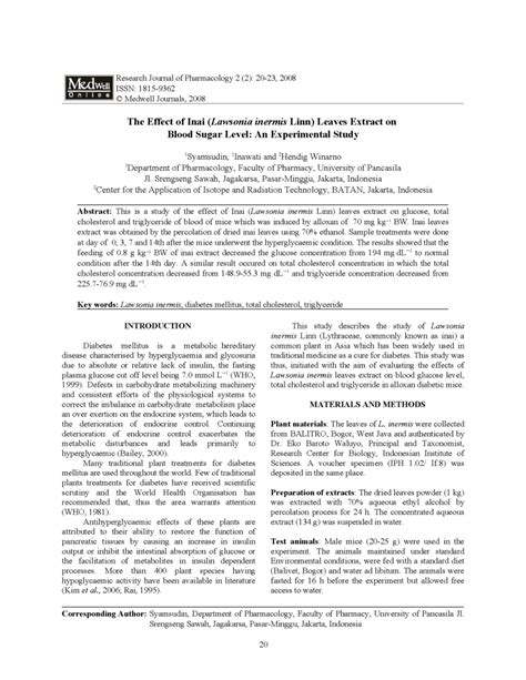 Pdf The Effect Of Inai Lawsonia Inermis Linn Leaves Extract On