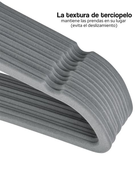 Ganchos Perchas Ropa Hombre Y Mujer Terciopelo Premium 50 Pz Gris