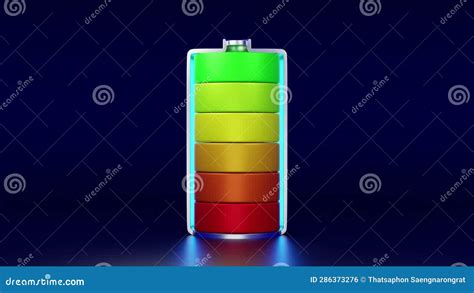 Battery Charging Status Red To Green Color Layer Of Battery Level 3d