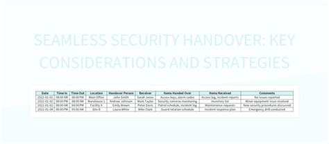 Seamless Security Handover Key Considerations And Strategies Excel
